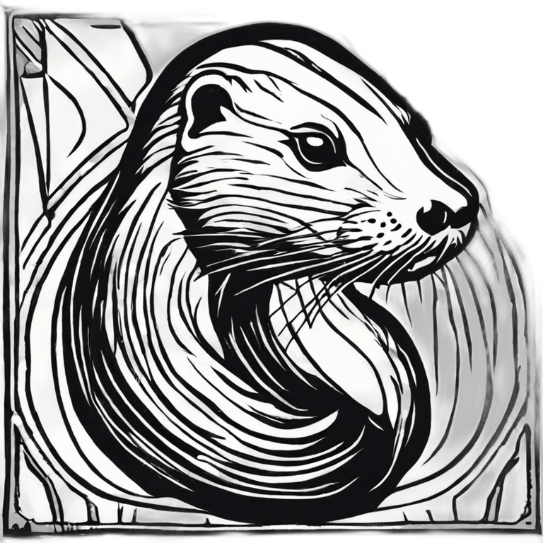 Transparent Otter Linocut — more.graphics